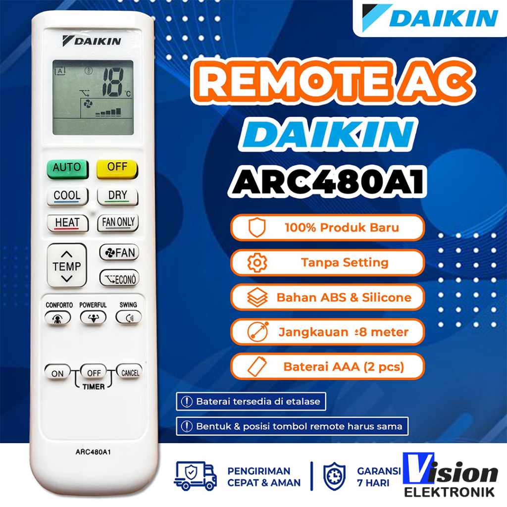 Jual Remote Remot Ac Daikin ARC480A1 Original Pabrik | Shopee Indonesia