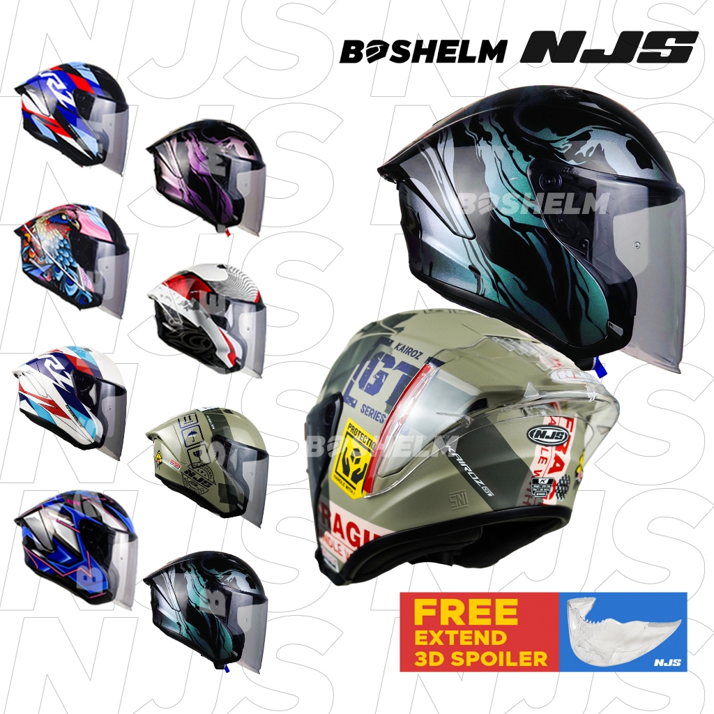 Jual BOSHELM Helm NJS KAIROZ GT MOTIF Helm Half Face SNI | Shopee Indonesia