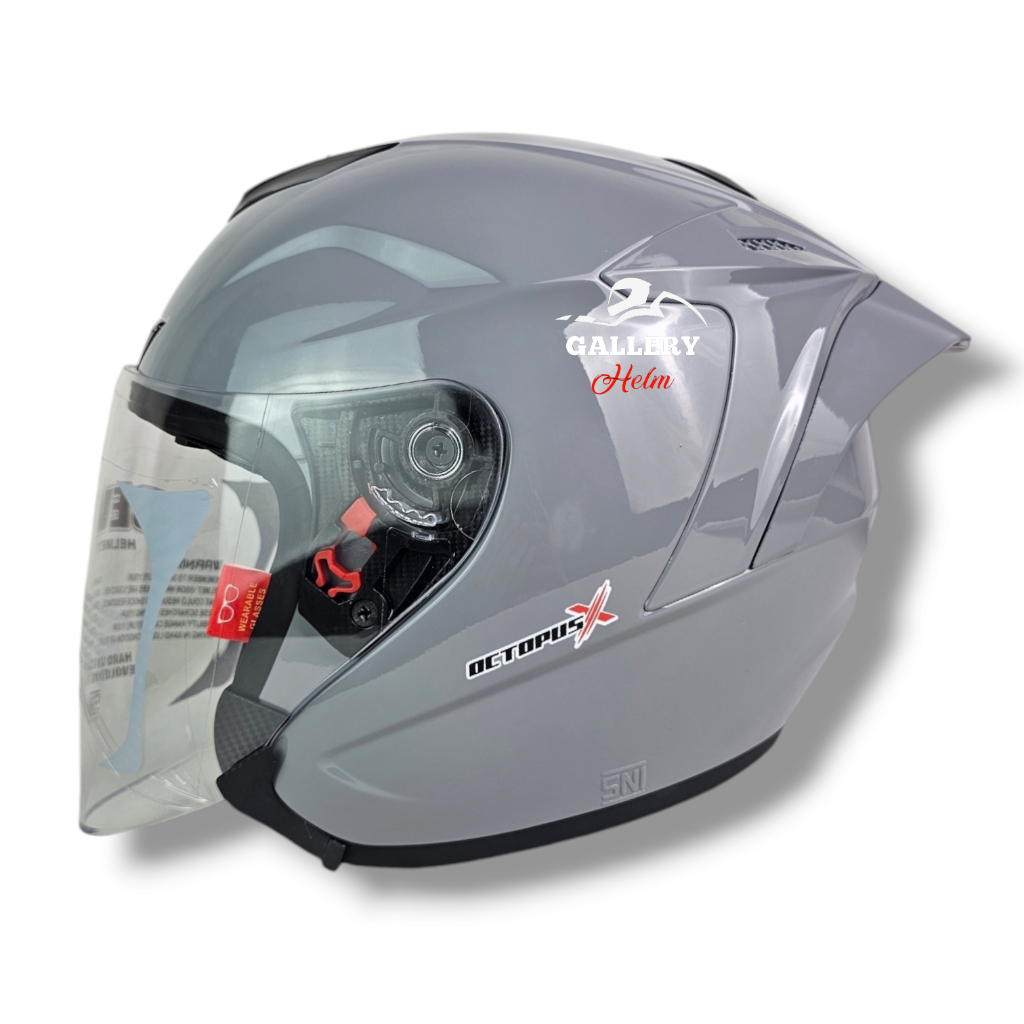 Jual SEV Octopus X- Helm Half Face Solid Grey Glossy Include Spoiler ...