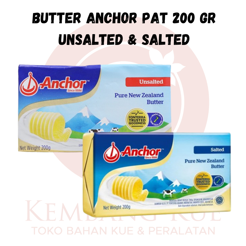 Jual Anchor butter pat unsalted 200gr/Anchor butter pat salted 200 gr/butter anchor 200gr ...