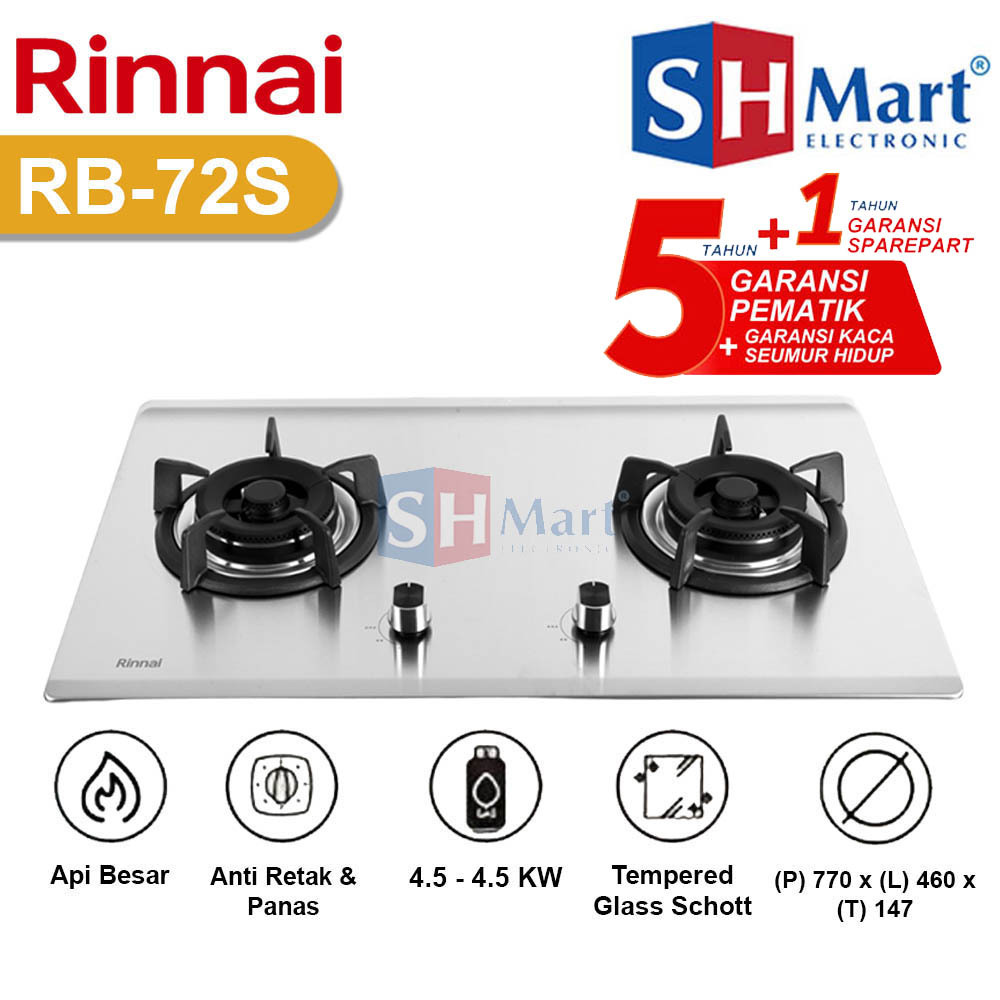 Jual KOMPOR TANAM RINNAI 2 TUNGKU STAINLESS RB-72S / RB72S / 72S SAFETY DEVICE INSTAN GARANSI ...