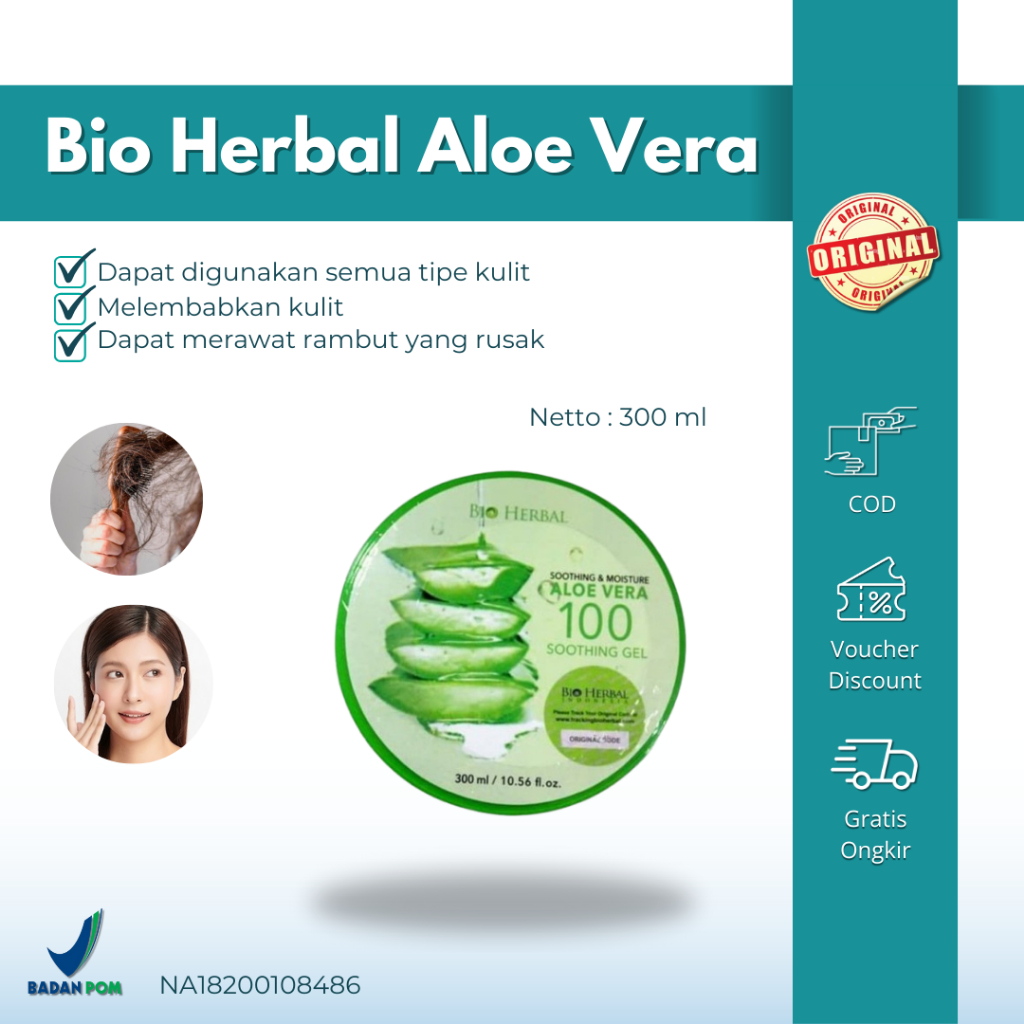 Jual Bioherbal Lidah Buaya Aloevera Soothing Gel 100% BPOM | Shopee ...