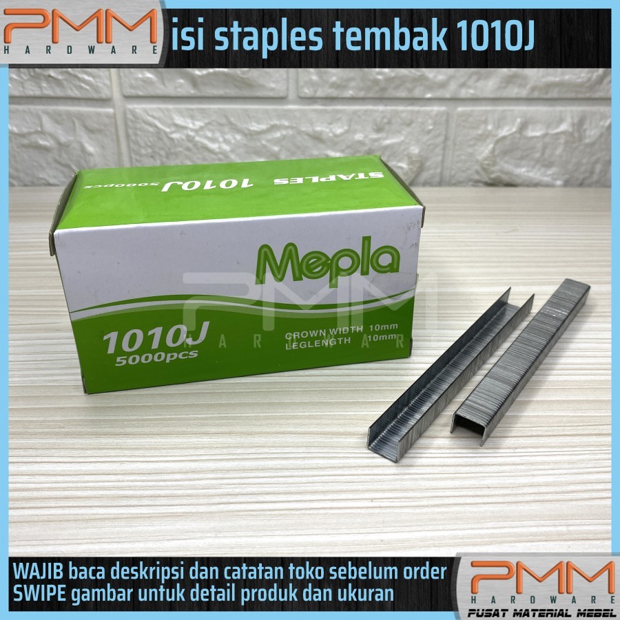 Jual isi staples tembak MEPLA 1010J | paku angin air nailer 10mm 5000 ...