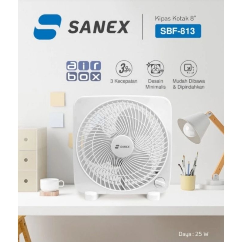 Jual Kipas Angin Sanex SBF-813 8inch / Box Fan Sanex SBF 813 8 inch ...