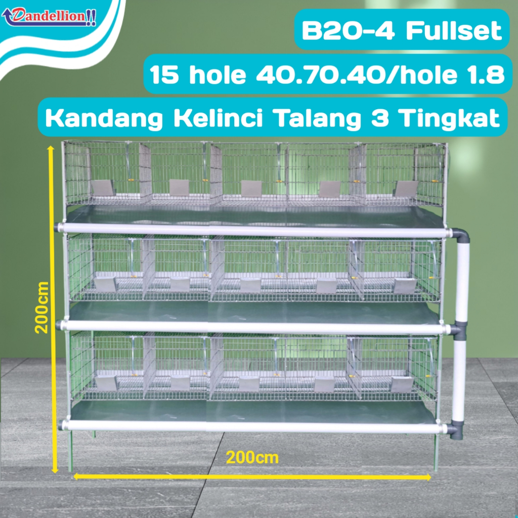 Jual Kandang Kelinci Galvanis | Rabbit Cage B20-4 3 tingkat 15 hole ...