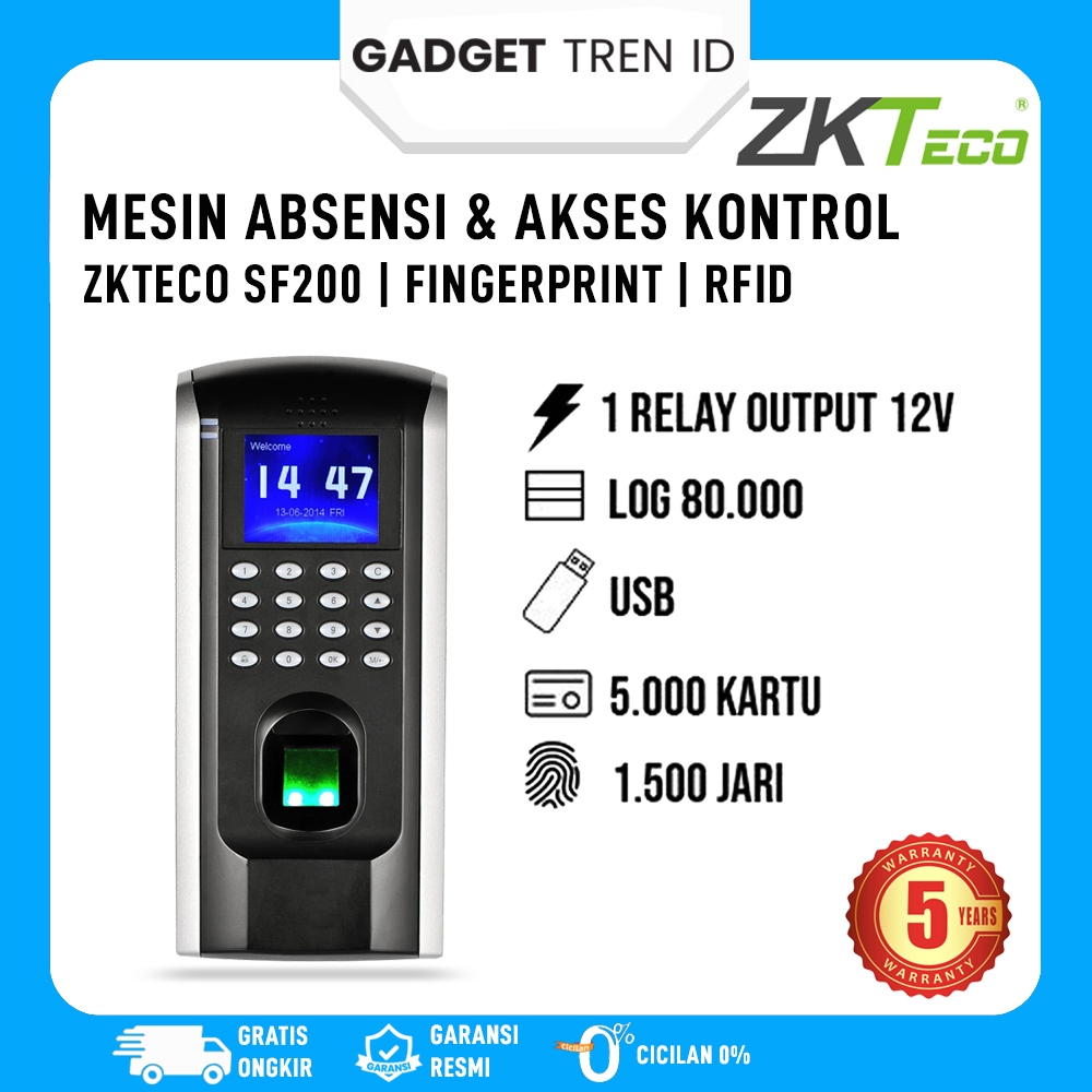 Jual Fingerprint ZKTeco SF200 | Mesin Absensi F7C Termurah Garansi 5 Tahun | Shopee Indonesia