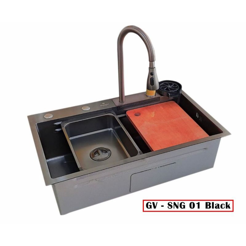 Jual Kitchen sink waterfall 7546 Black Luxury Fullset GIOVANNI/Kitchen ...