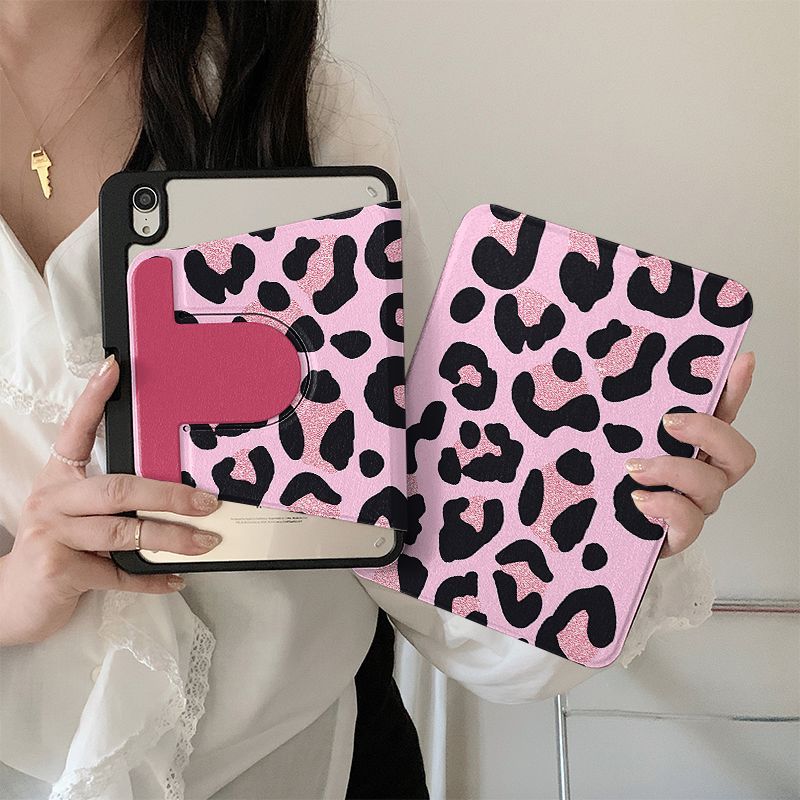 Jual 360 Rotation pink leopard print iPad Case For iPad 11th A16 10th 9 ...