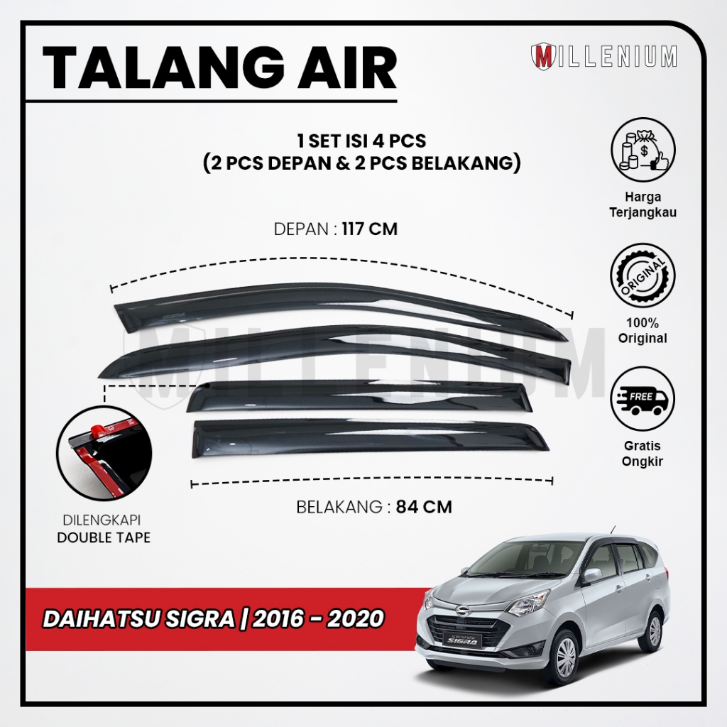 Jual Talang Air Pintu Mobil Daihatsu Sigra 2016 - 2020 Model Slim 4 Pintu | Shopee Indonesia