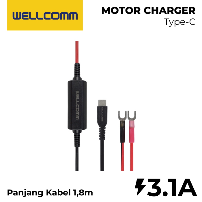 Jual Motor Charger Wellcomm 3.1A Type-C 1.8M 180cm | Shopee Indonesia