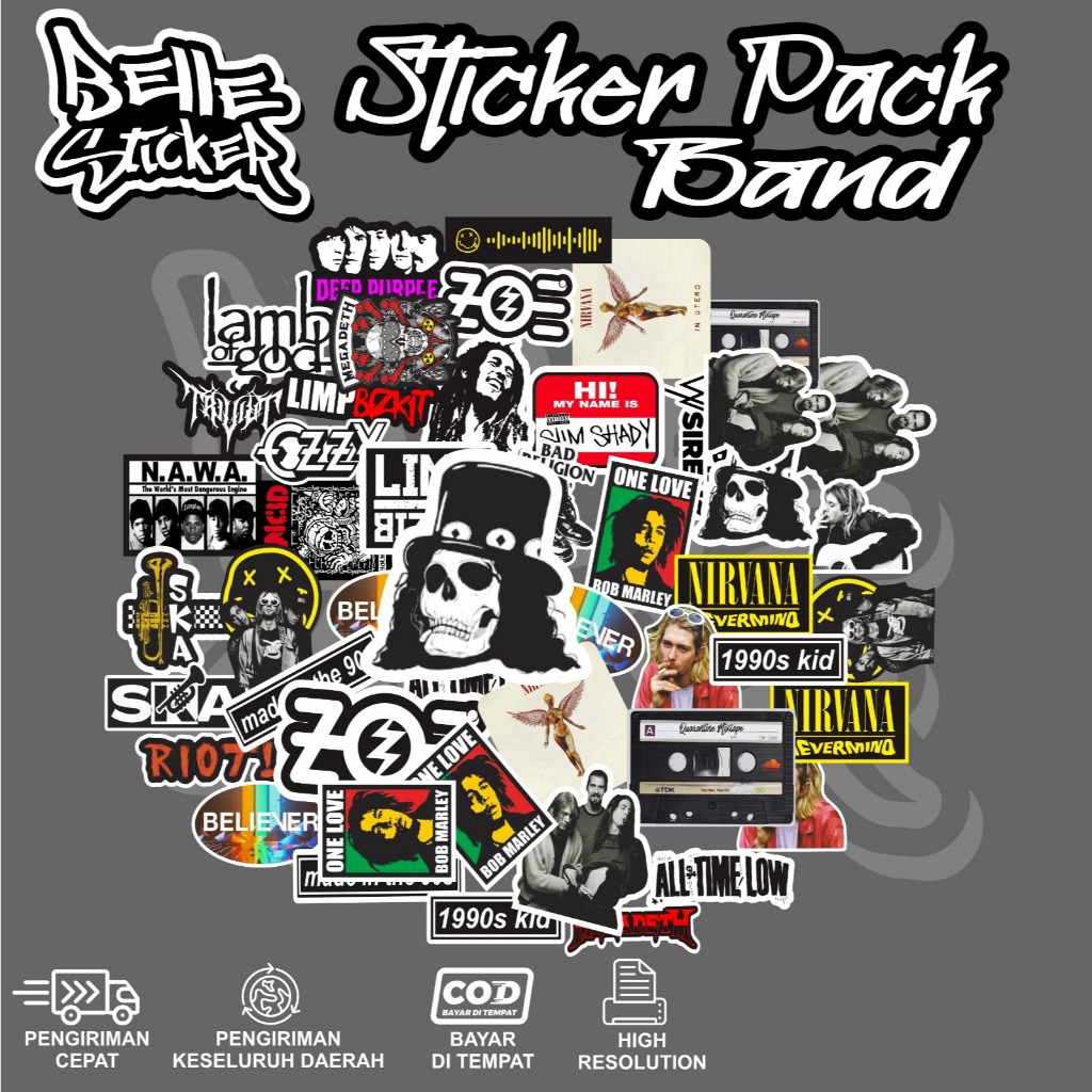 Jual Stiker Aesthetic BAND ROCK METAL STIKER BAND Waterproof Sticker ...