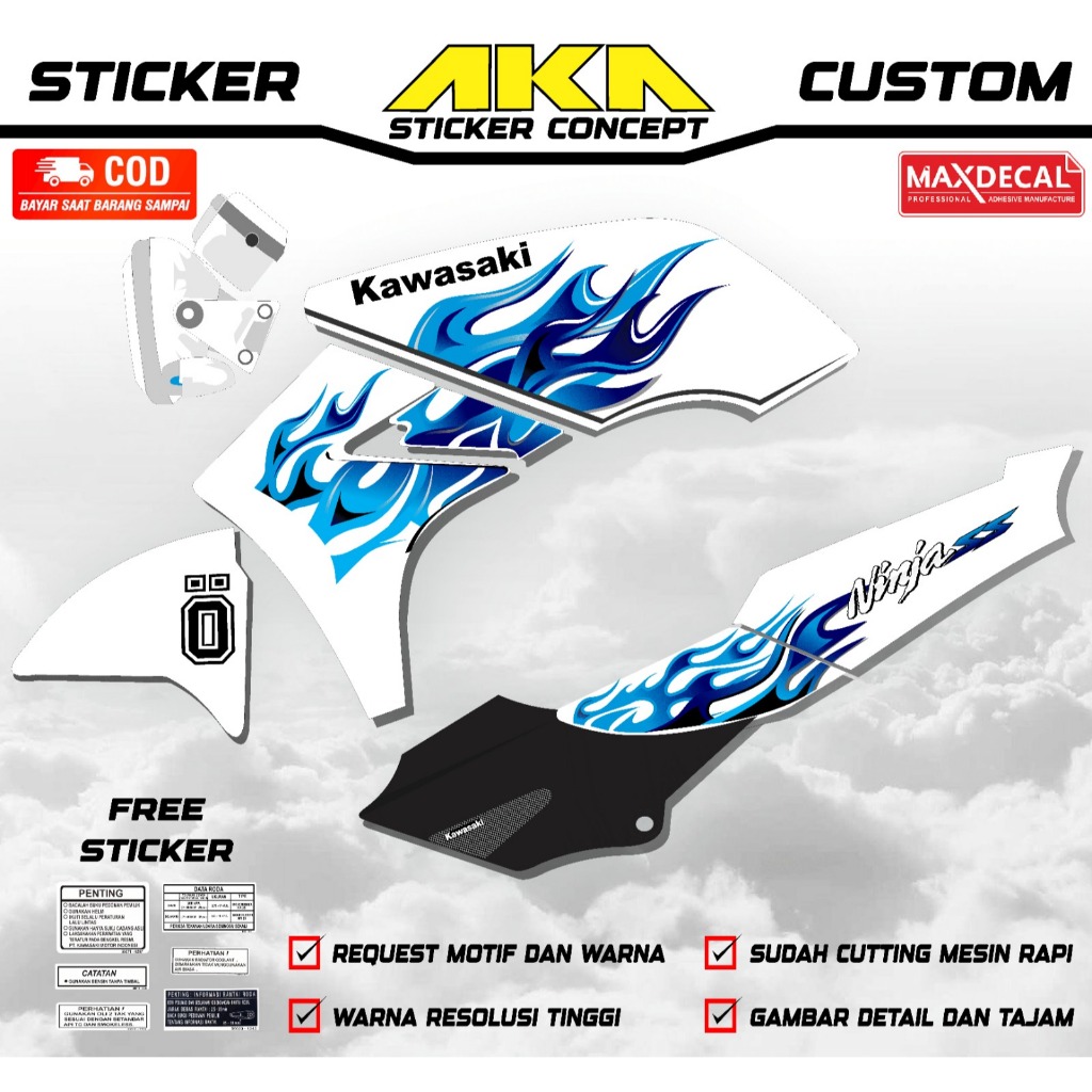 Jual Sticker striping Kawasaki Ninja ss api 1 transparan maxdecal (bisa ...