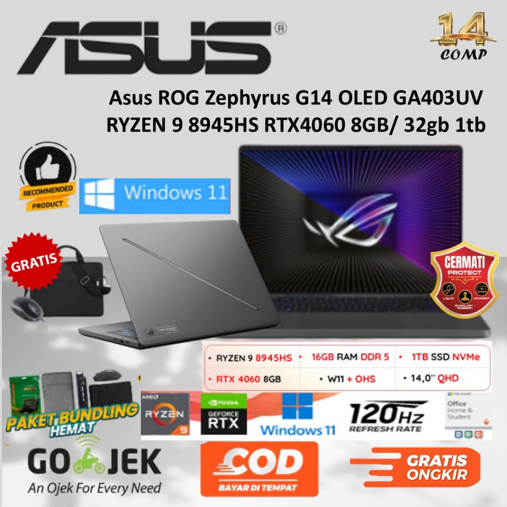 Jual Asus ROG Zephyrus G14 OLED GA403UV RYZEN 9 8945HS RTX4060 8GB ...