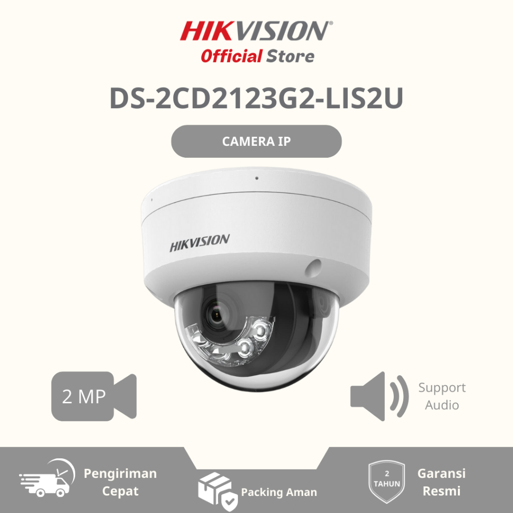Jual HIKVISION - DS-2CD2123G2-LIS2U Camera IP CCTV 2 MP Acusense Smart Hybrid Light Fixed Dome ...