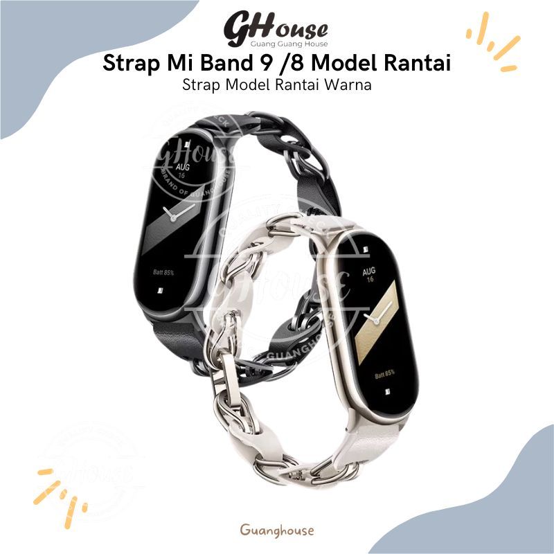 Jual Strap Mi Band 9 Model Rantai Tali Jam Xiaomi Mi Band 8 Mi Band 9 Strap Bahan Kulit Rantai ...