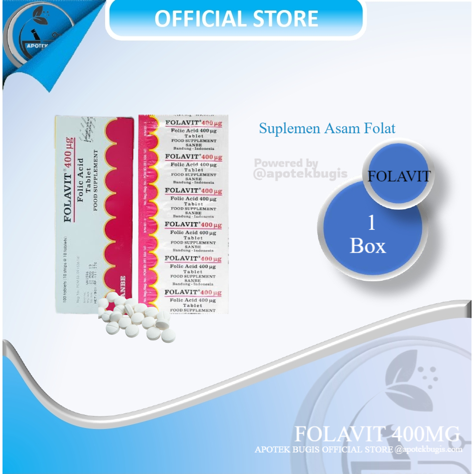 Jual Folavit 400 mcg Vitamin Asam Folat Ibu Hamil & Menyusui -10 Tablet ...
