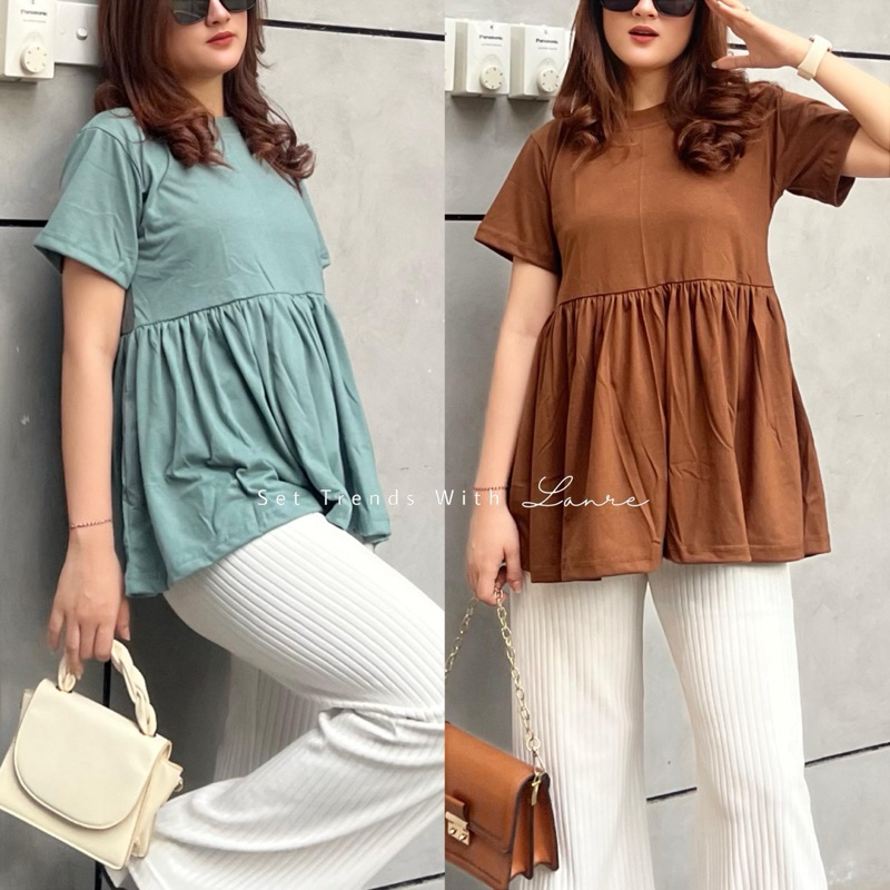 Jual Ratu Rempel Blouse Lengan Pendek Bahan Kaos Cotton Combed Atasan ...