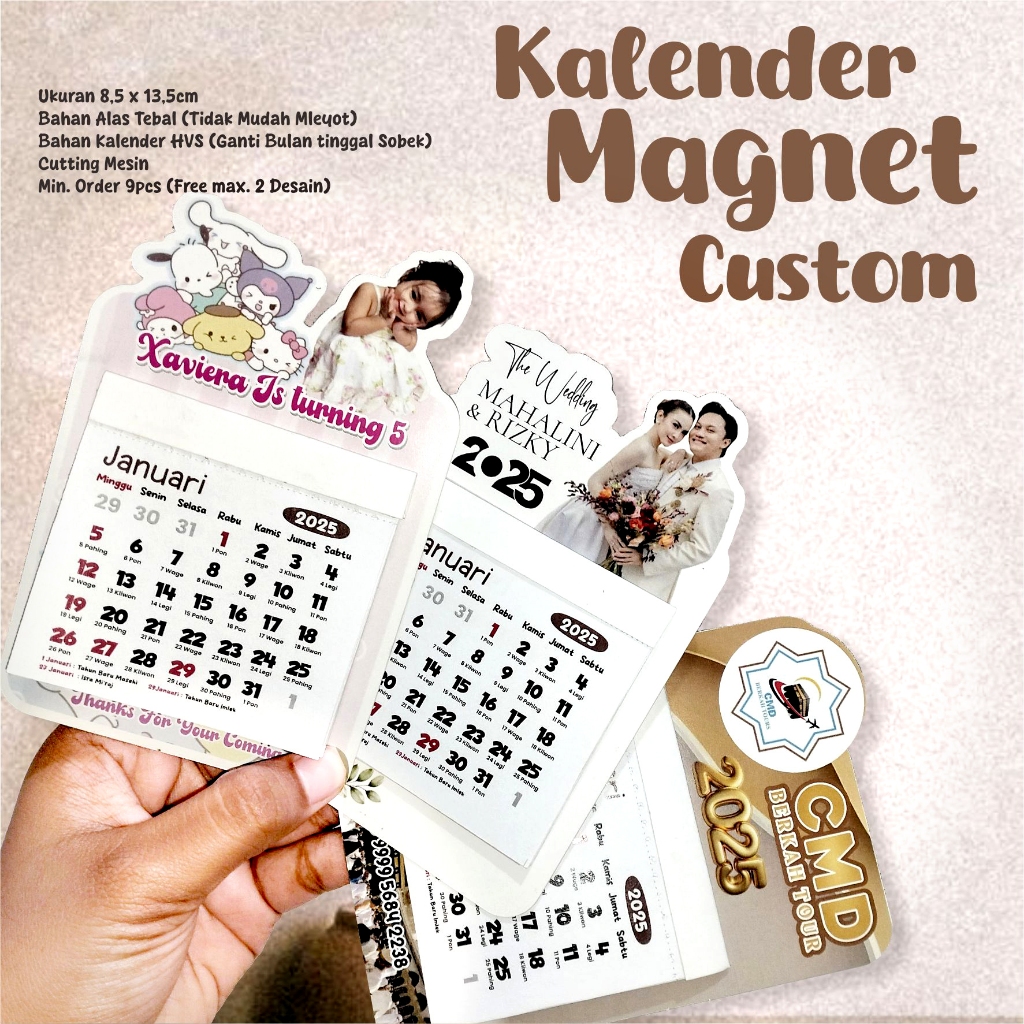 Jual KALENDER MINI MAGNET KULKAS 2026 CUSTOM/SOUVENIR PERNIKAHAN ...