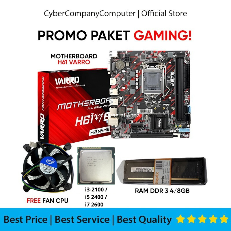 Jual Paket Motherboard H61 Varro Core i3-2100/i5-2400/i7-2600 - New Mainboard Varro H61 Plus ...