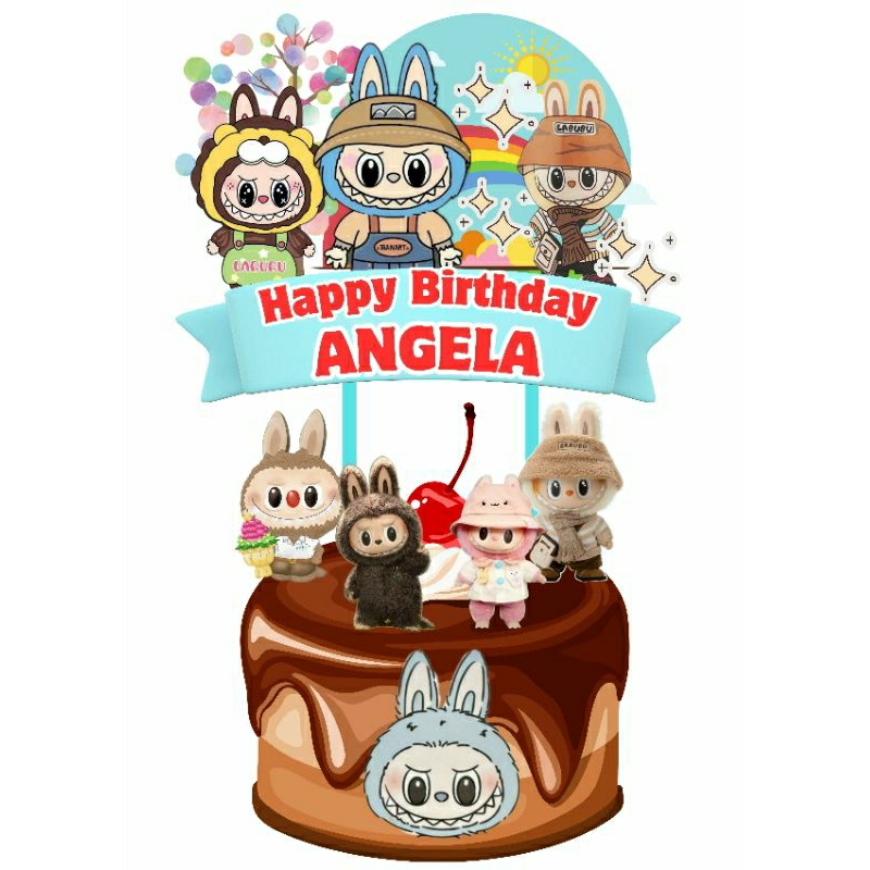 Jual Topper cake labubu viral custom nama | Shopee Indonesia