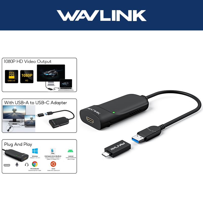 Jual WAVLINK USB 3.0 to HDMI Video Graphic Adapter External Video Card with Audio Port | Shopee ...
