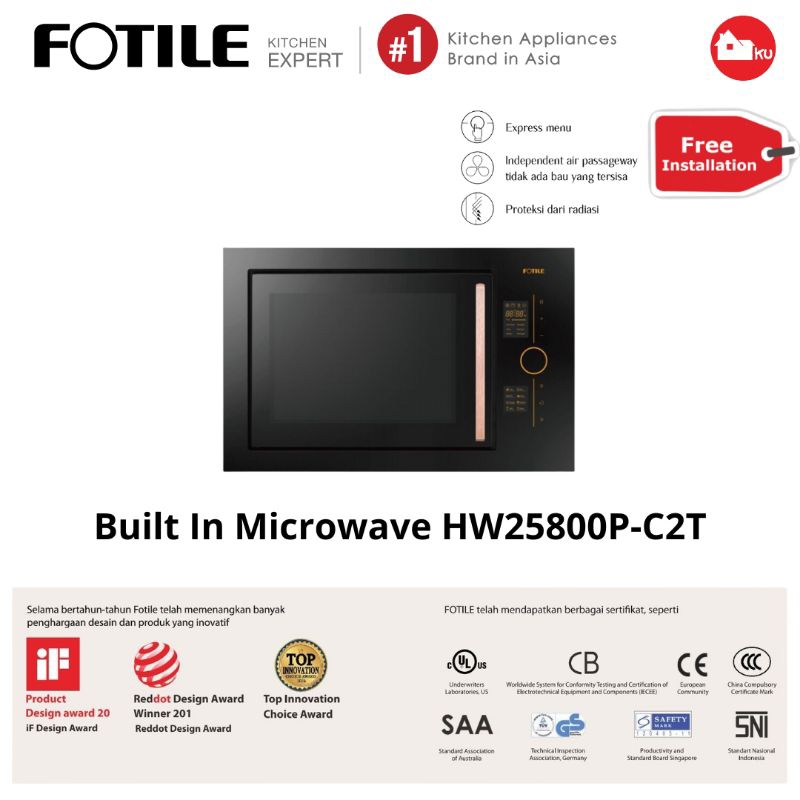 Jual Microwave Oven Fotile HW25800P-C2T Built In 25 Liter Microwave ...