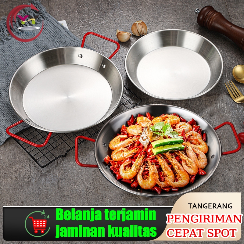 Jual 22cm/24cm Flat Wok Panci Kuali Pan Spanish Paella Seafood Datar ...