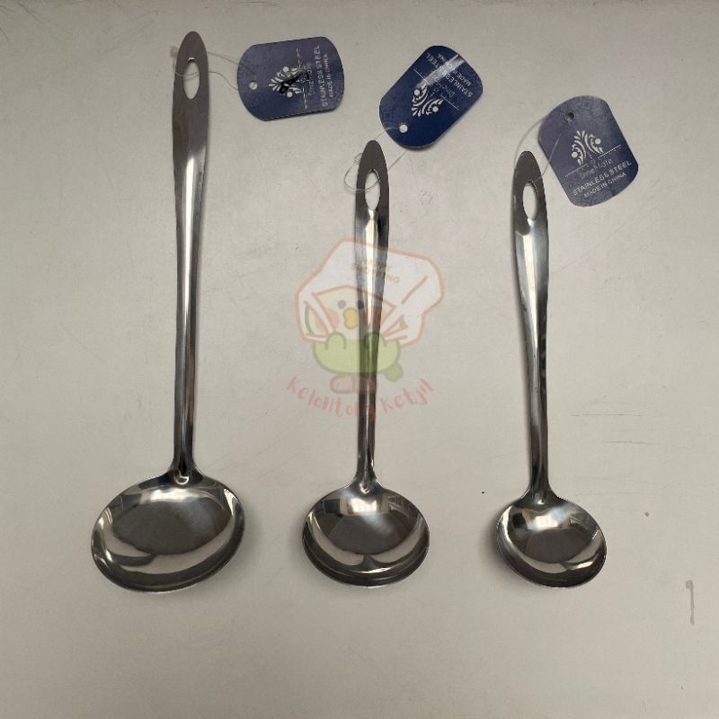 Jual IRUS CENTONG SENDOK SAYUR SUP DINAMETE STAINLESS STEEL 3 UKURAN ...