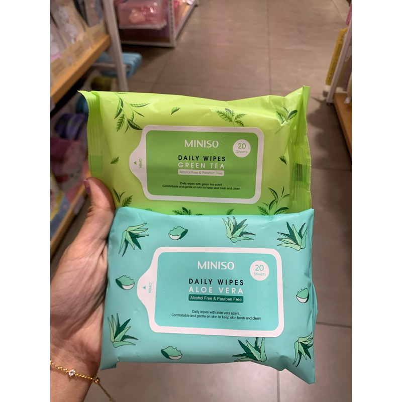 Jual Miniso Daily Wipes Green Tea & Aloe Vera (Tisu basah bisa ...