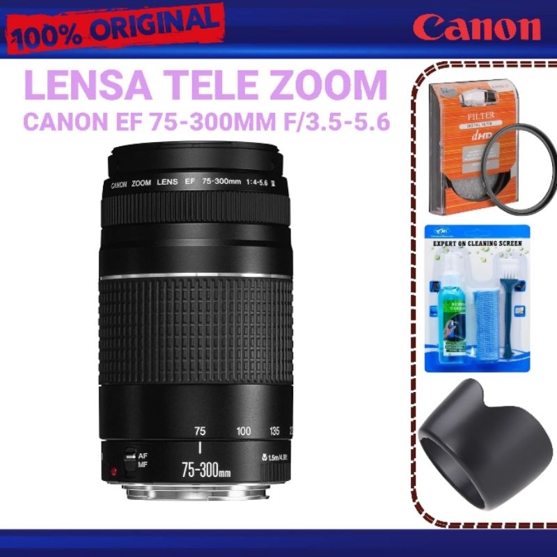 Jual LENSA TELE CANON ZOOM EF 75-300MM ORIGINAL DAN BERGARANSI 1 TAHUN ...