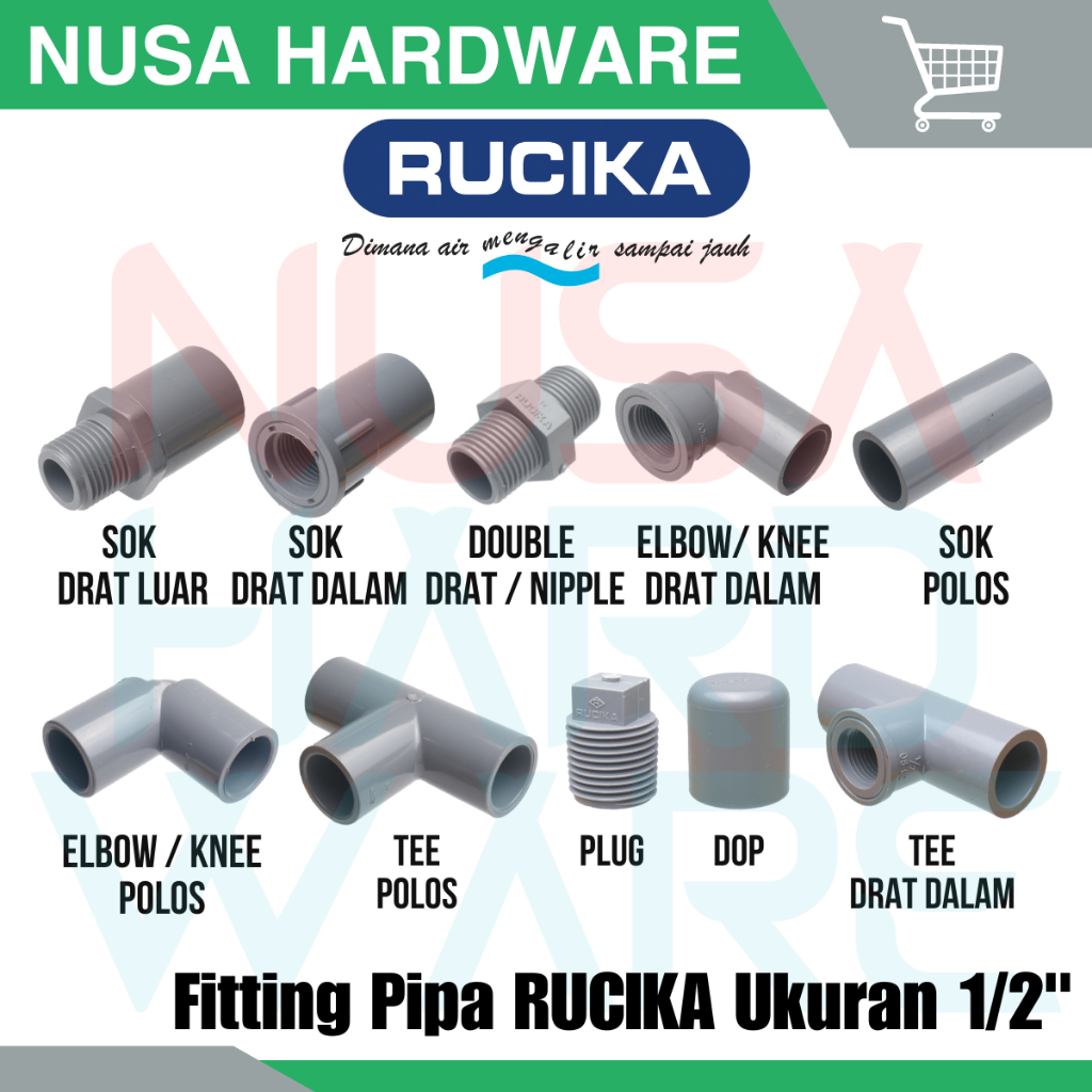 Jual RUCIKA Fitting Pipa PVC AW 1/2 Inci Original - Sok Drat Luar SDL Kran Air - Faucet Sock ...