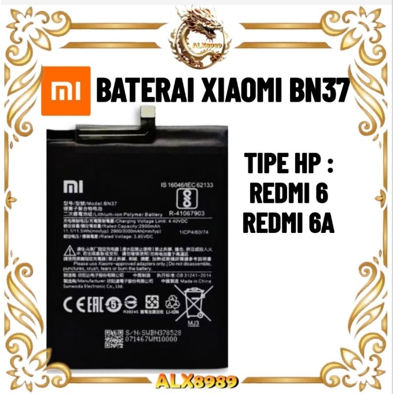 Jual Baterai Xiaomi ( BN37 ) Bat Redmi 6A remdi 6 mi 6 mi 6a Model ...