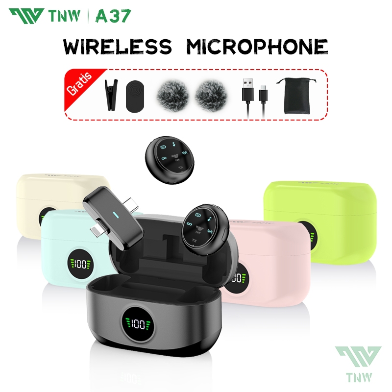 Jual TNW A37 Wireless Microphone 2-In-1 Clip On Mic Magnetic Mikrofon ...