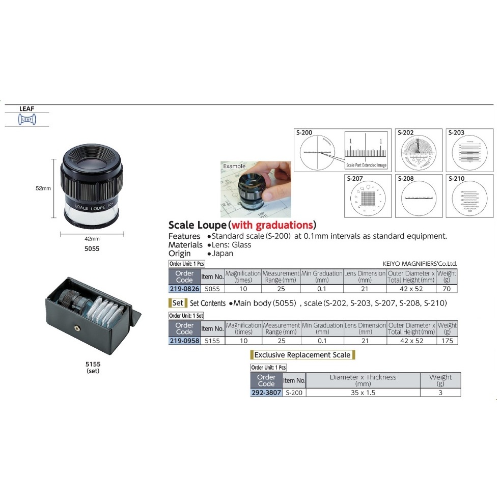 Jual LEAF Measuring & Inspection Comparator Set Scale Magnifying Glass ...