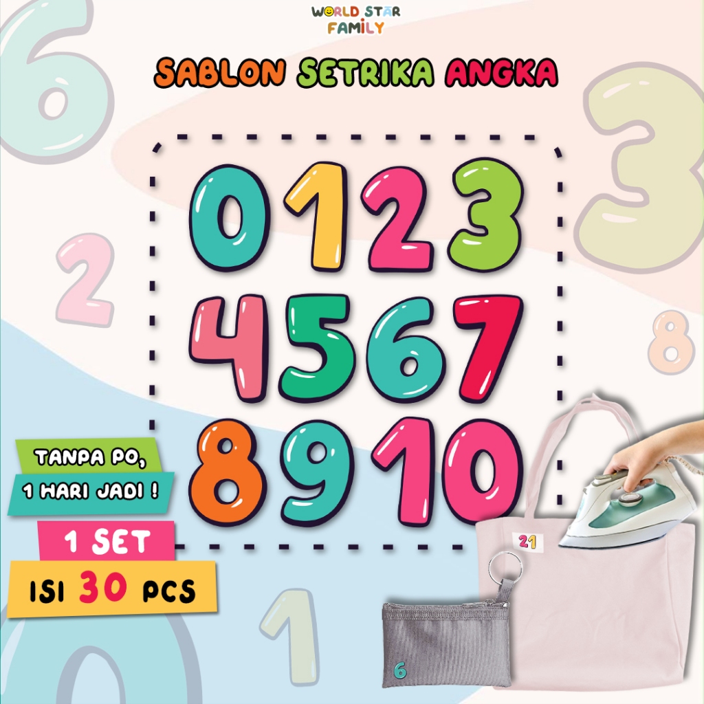 Jual WSF Stiker Kain ANGKA AESTHETIC NUMBER SERIES ukuran A4 Souvenir ...