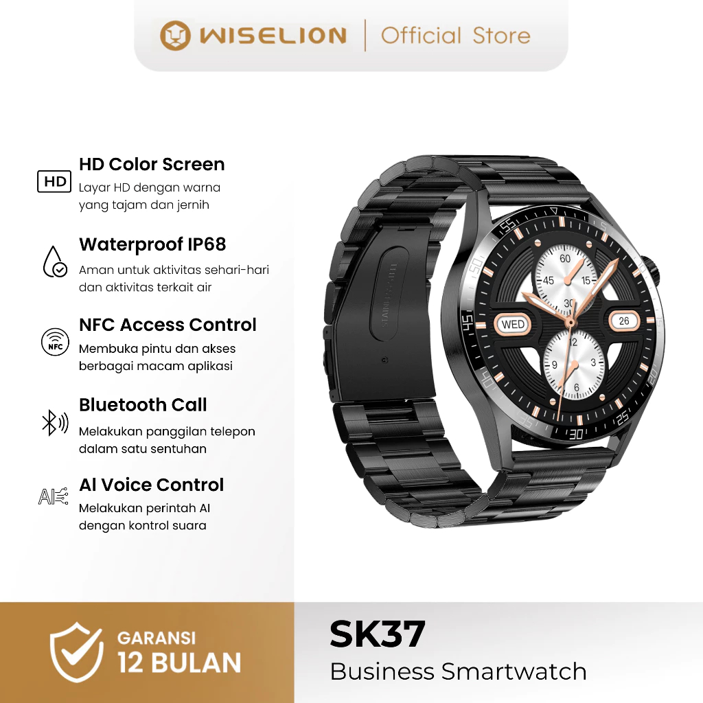 Jual WISELION Smartwatch SK37 | NFC System | BT Call | AI Assistant ...