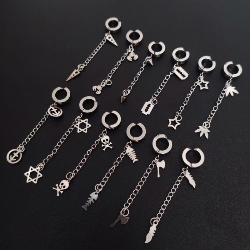 Jual Anting Jepit Korea Silver Pria dan Wanita Kpop BTS | Shopee Indonesia