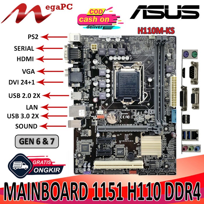 Jual Mainboard Mobo LGA 1151 H110 DDR4 Untuk Gen 6 / Gen 7 | Shopee Indonesia