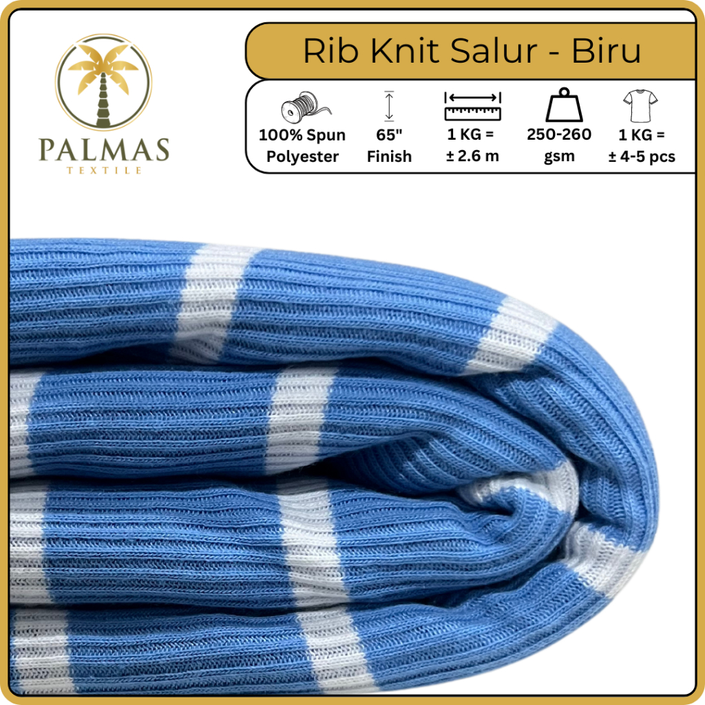 Jual Kain Rib Knit Salur - Biru Muda (Bahan Kaos) | Shopee Indonesia