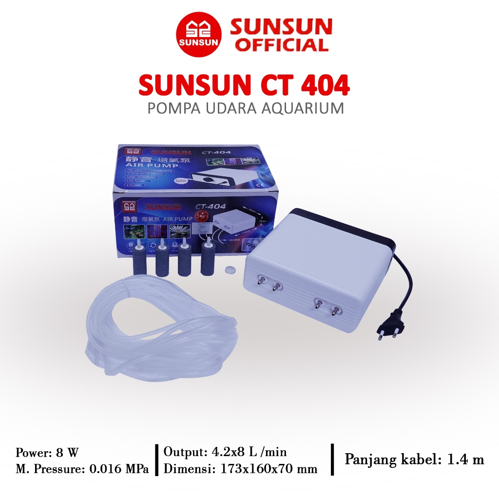 Jual SUNSUN CT 101 / CT 202 / CT 404 Series Pompa Udara Oksigen Aquarium | Shopee Indonesia