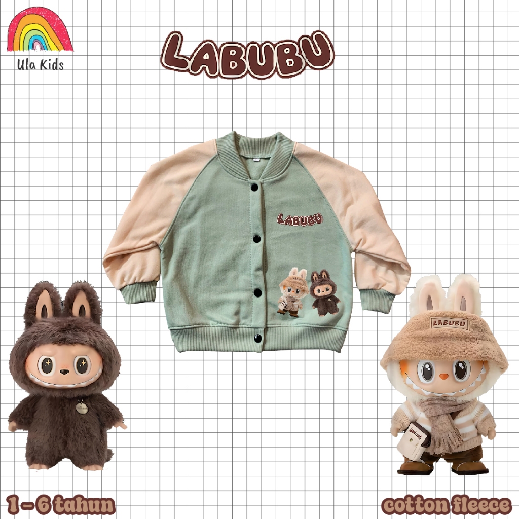 Jual Varsity Jacket Baseball Anak Perempuan Two Ula Kids Two Labubu 1 ...