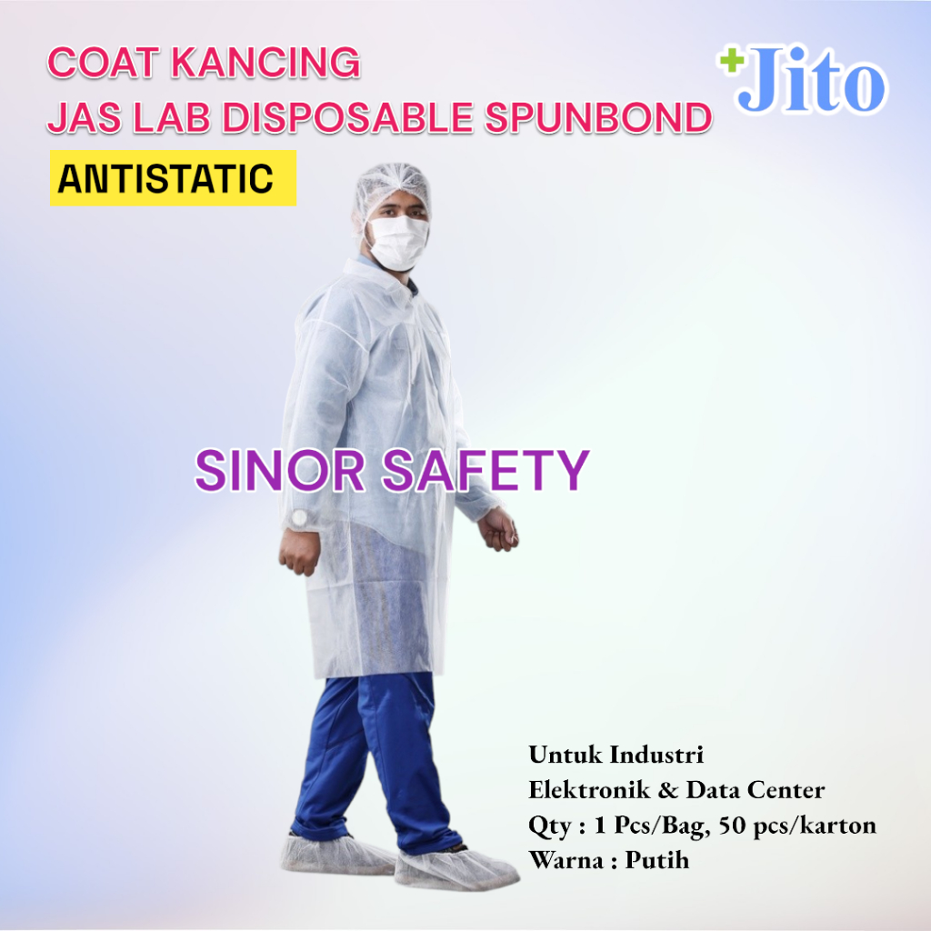 Jual Jas JITO Coat KANCING Jas Lab Hazmat Disposable Spunbond ...