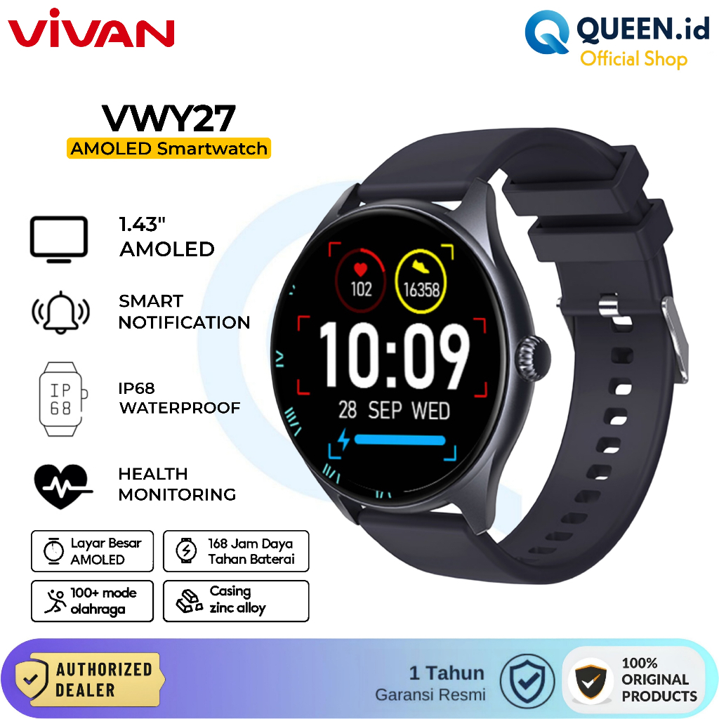 Jual VIVAN VWY27 Smartwatch 1.43" AMOLED Display Smart Notification ...