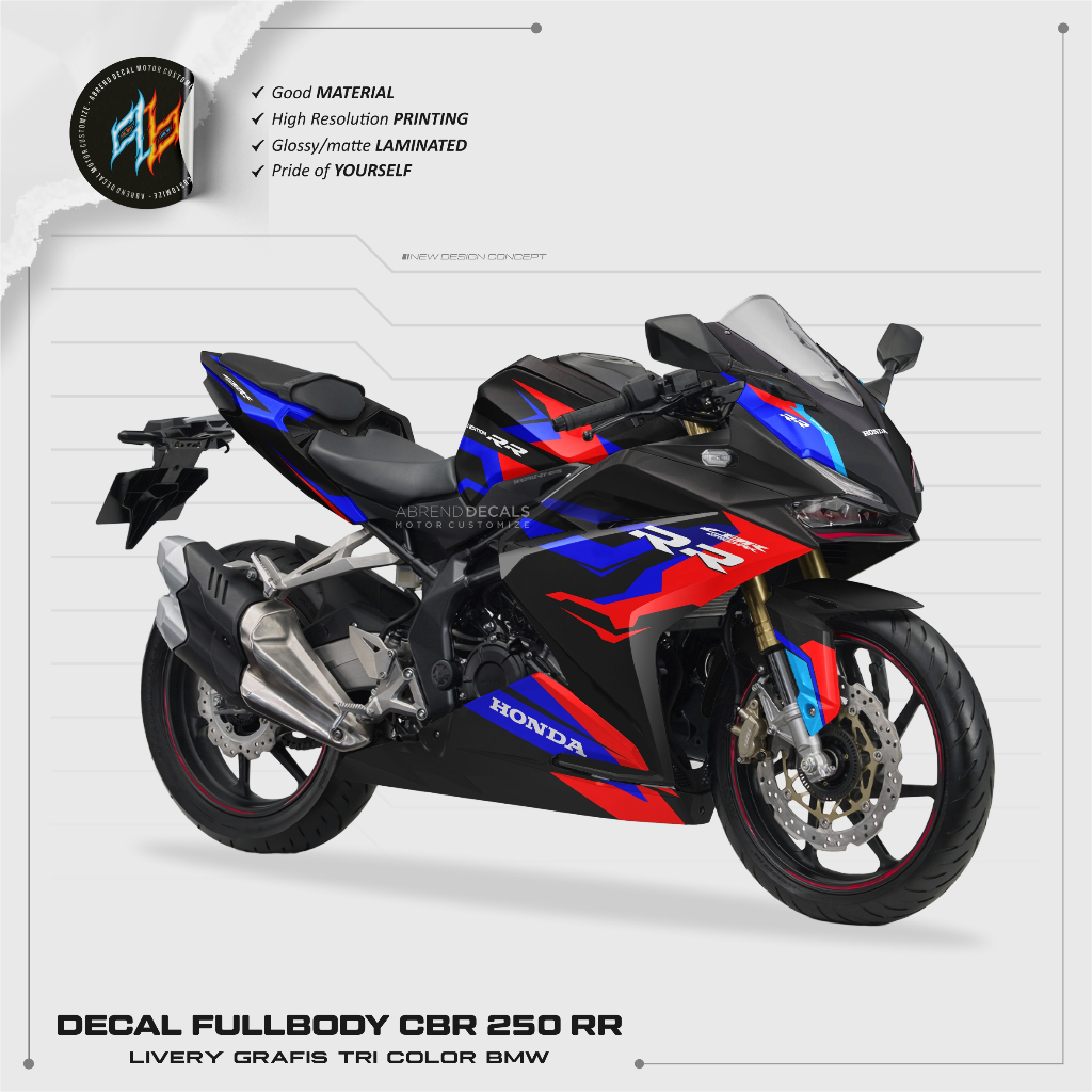 Jual DECAL FULLBODY CBR 250 RR LIVERY BMW TRI COLOR / STIKER MOTOR ...