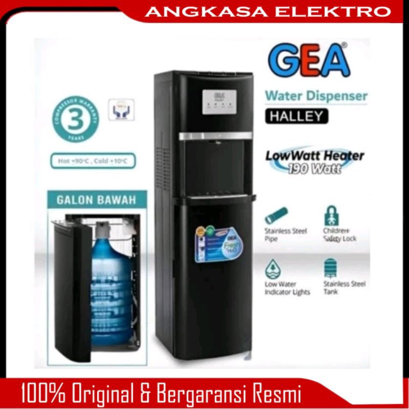 Jual GEA Dispenser Halley Galon Bawah 3 MODE Kompresor Low Watt Garansi ...