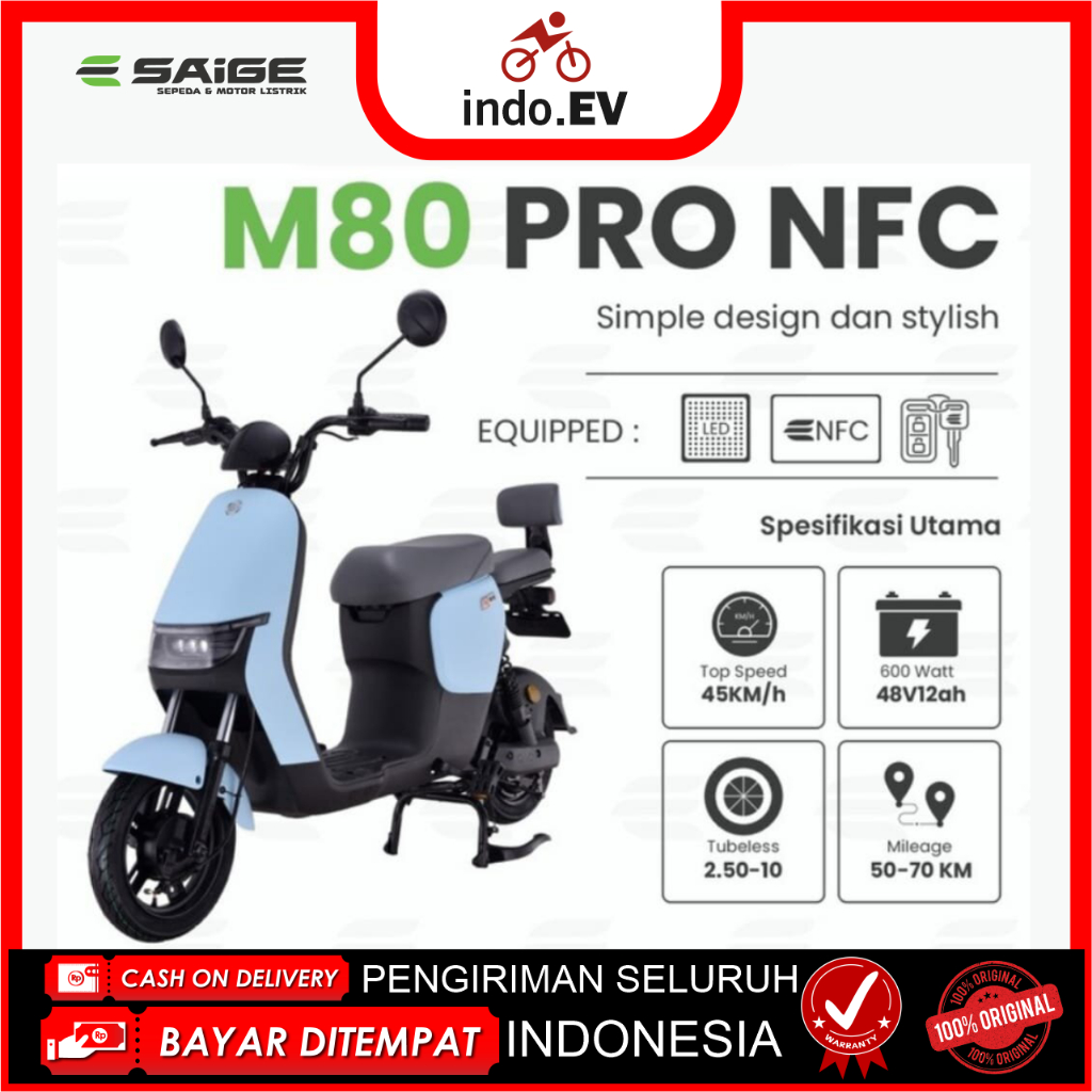 Jual Sepeda Listrik SAIGE M80 Pro NFC 48V/12Ah 500 watt | Shopee Indonesia