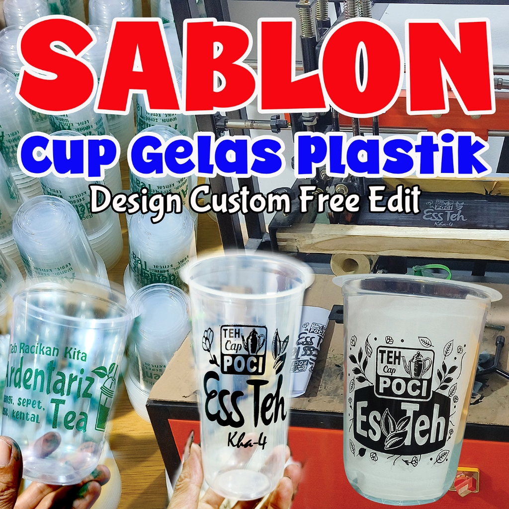 Jual Sablon gelas plastik/Sablon Cup Plastik ukuran 22 OZ 18 OZ 16 OZ ...