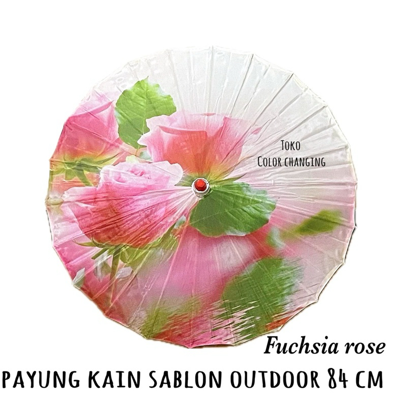 Jual payung sablon kain geulis 84 cm fuchsia rose dekorasi imlek ...