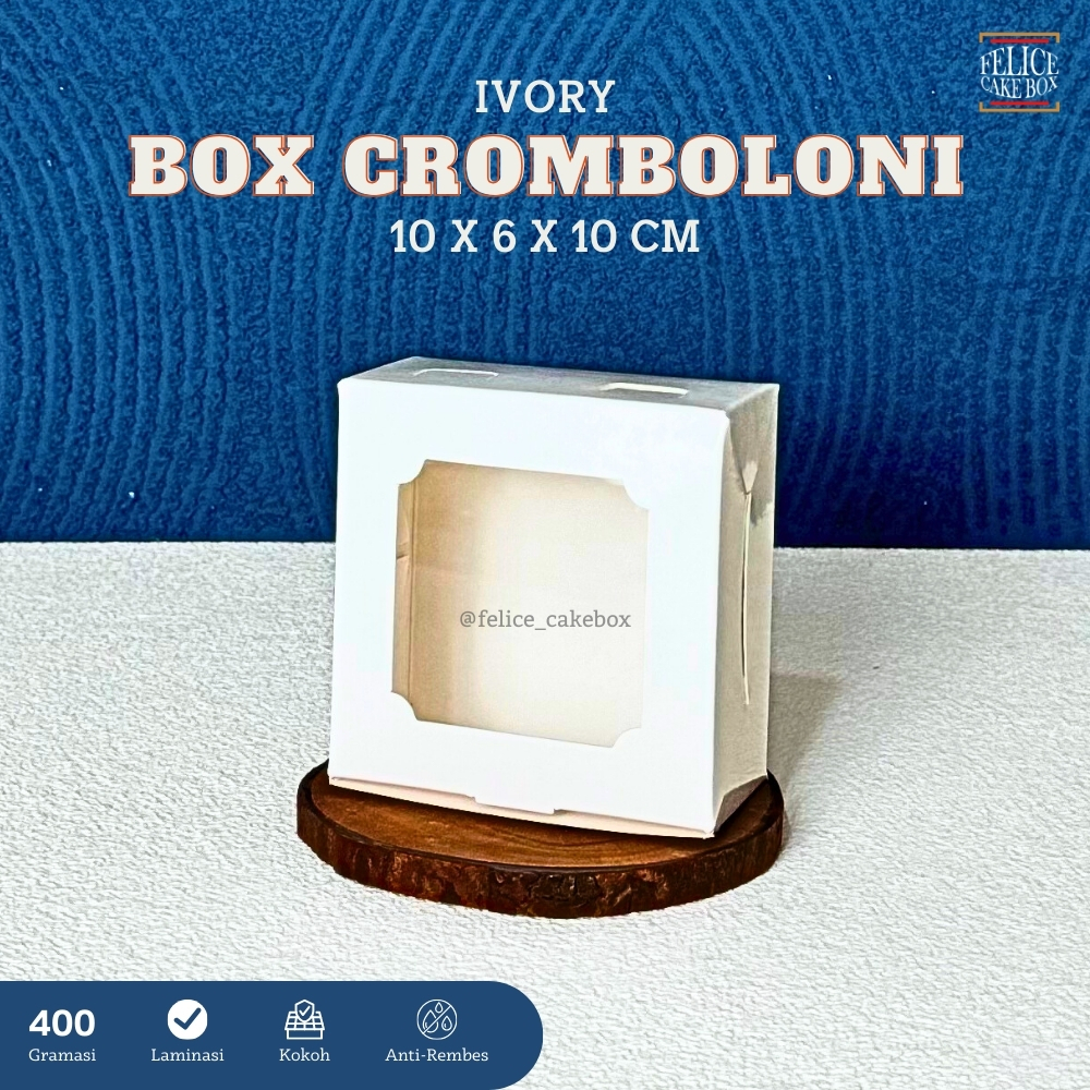 Jual BOX CROMBOLONI IVORY POLOS 10X6X10 CM / DUS ROTI BAKAR PUTIH / BOX ...