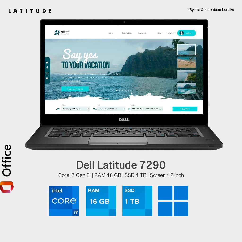 Jual LAPTOP Dell 7290 Core i7 Gen 8 Ram 16 GB SSD 1 TB Layar 12 inch ...